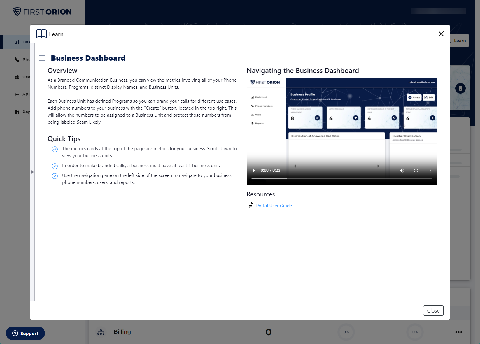 Dashboard Overview – First Orion