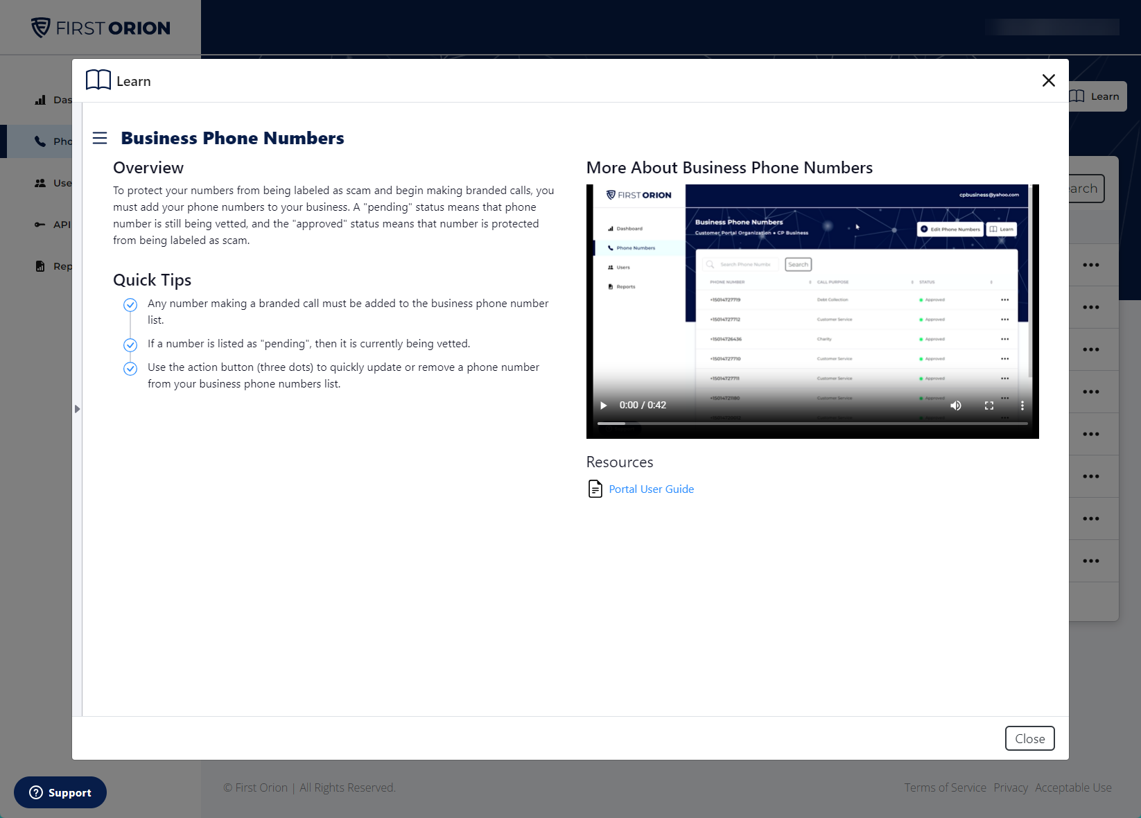 Dashboard Overview – First Orion